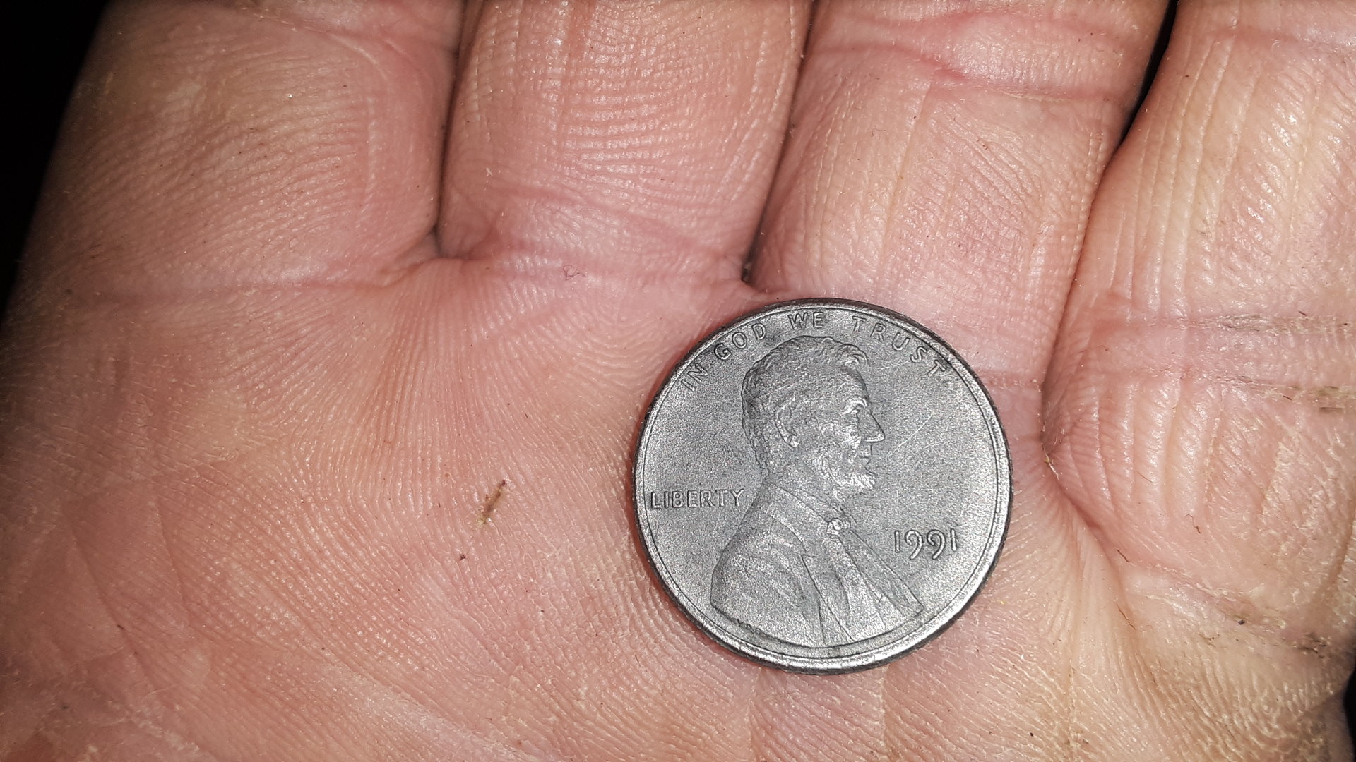 1991 P no Mm Lincoln Penny seems To Be No Copper Yet Weights 2 5