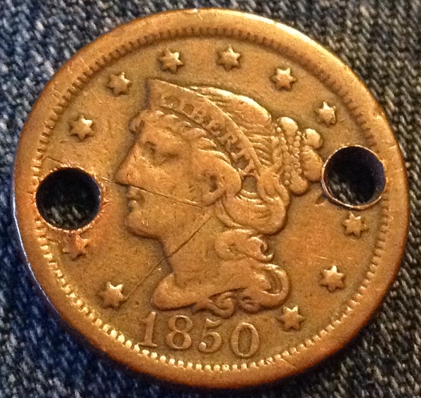 Civil War Toy Called A Whizzer 1851 Large Cent With Two Holes Page