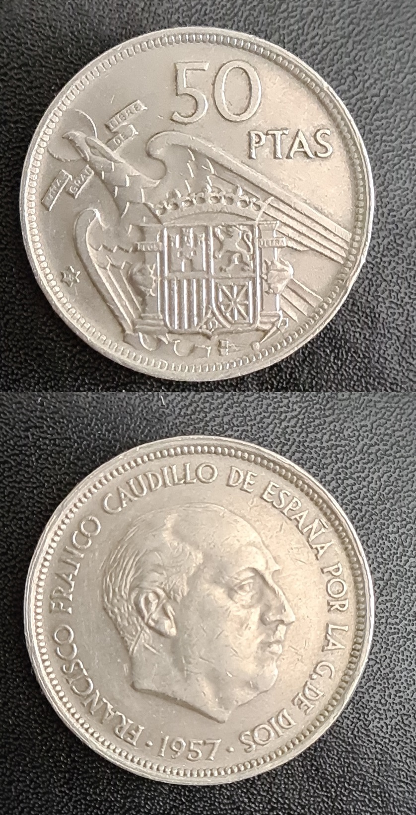 1957 5 ptas spain Coin With Laminations On Obverse Coin Talk